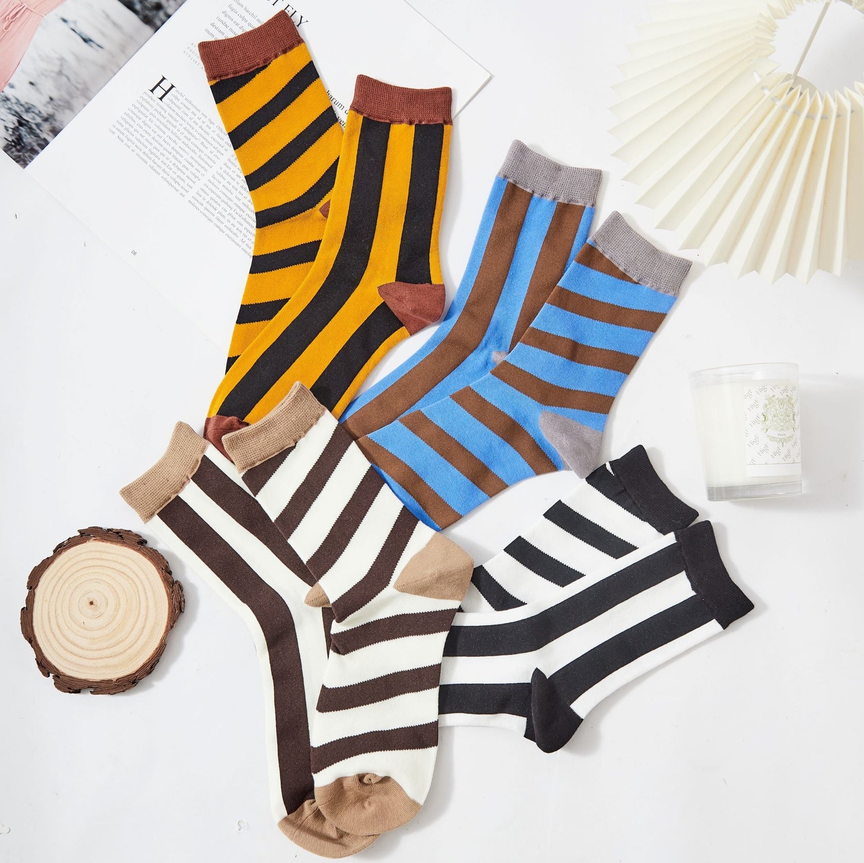 Women's Asymmetric AB Bold Striped socks - LOOUZ