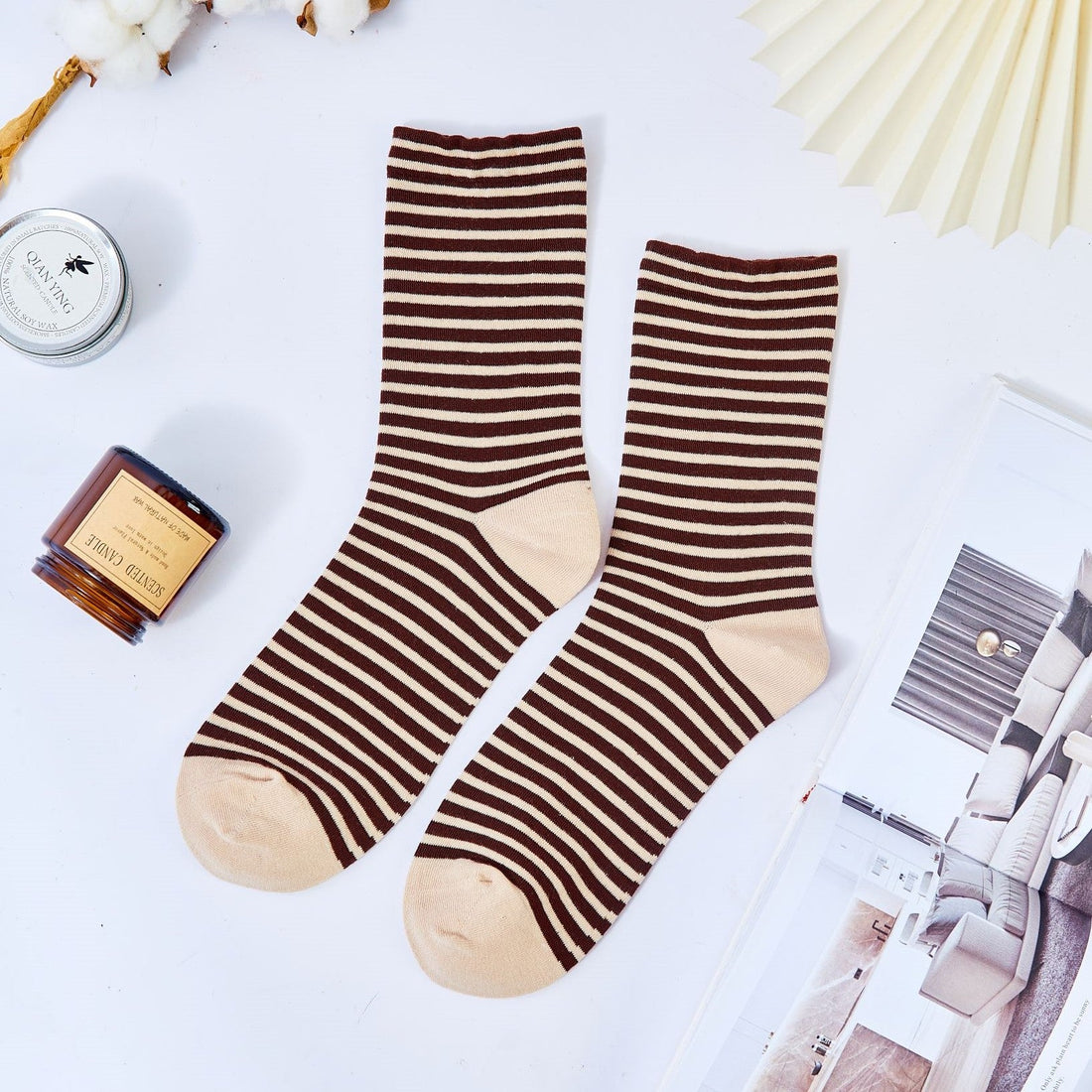Women's Vintage Color Block Striped Socks - LOOUZ