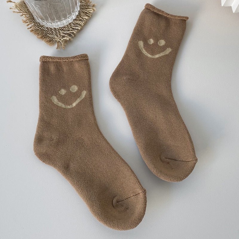 Women's Warm Smiley Face Socks - LOOUZ